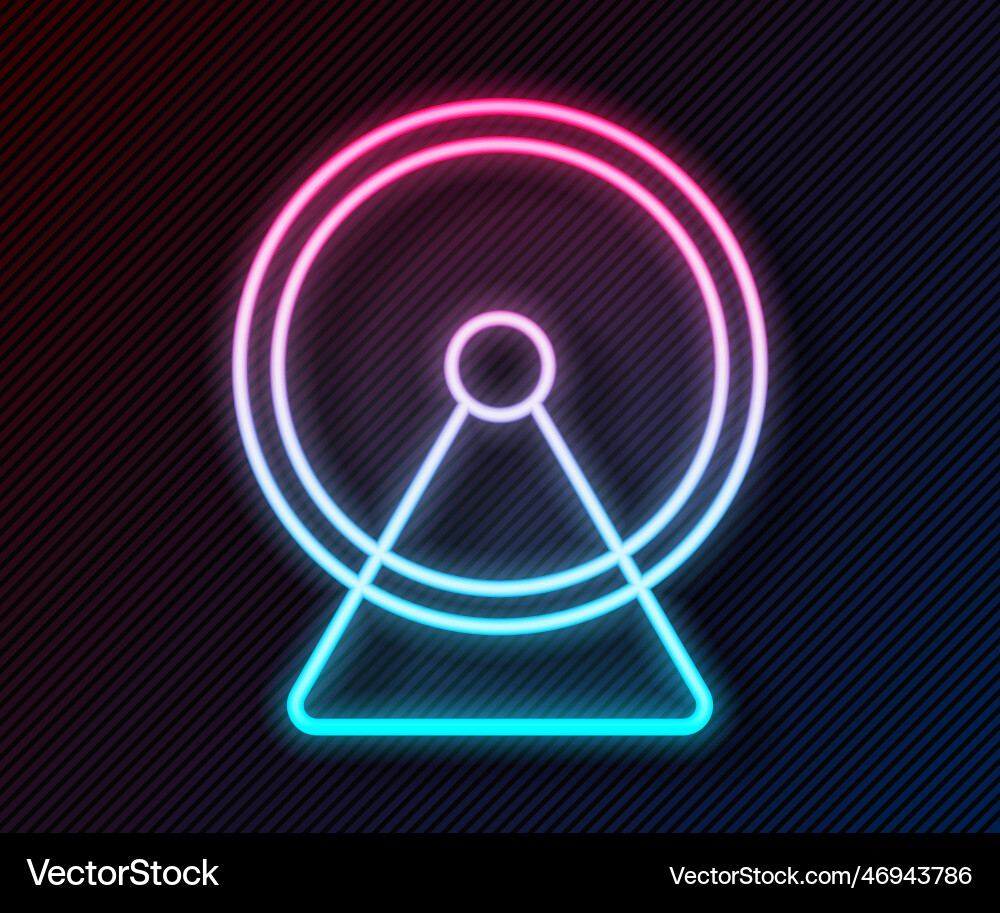 Glowing neon line hamster wheel icon isolated Vector Image
