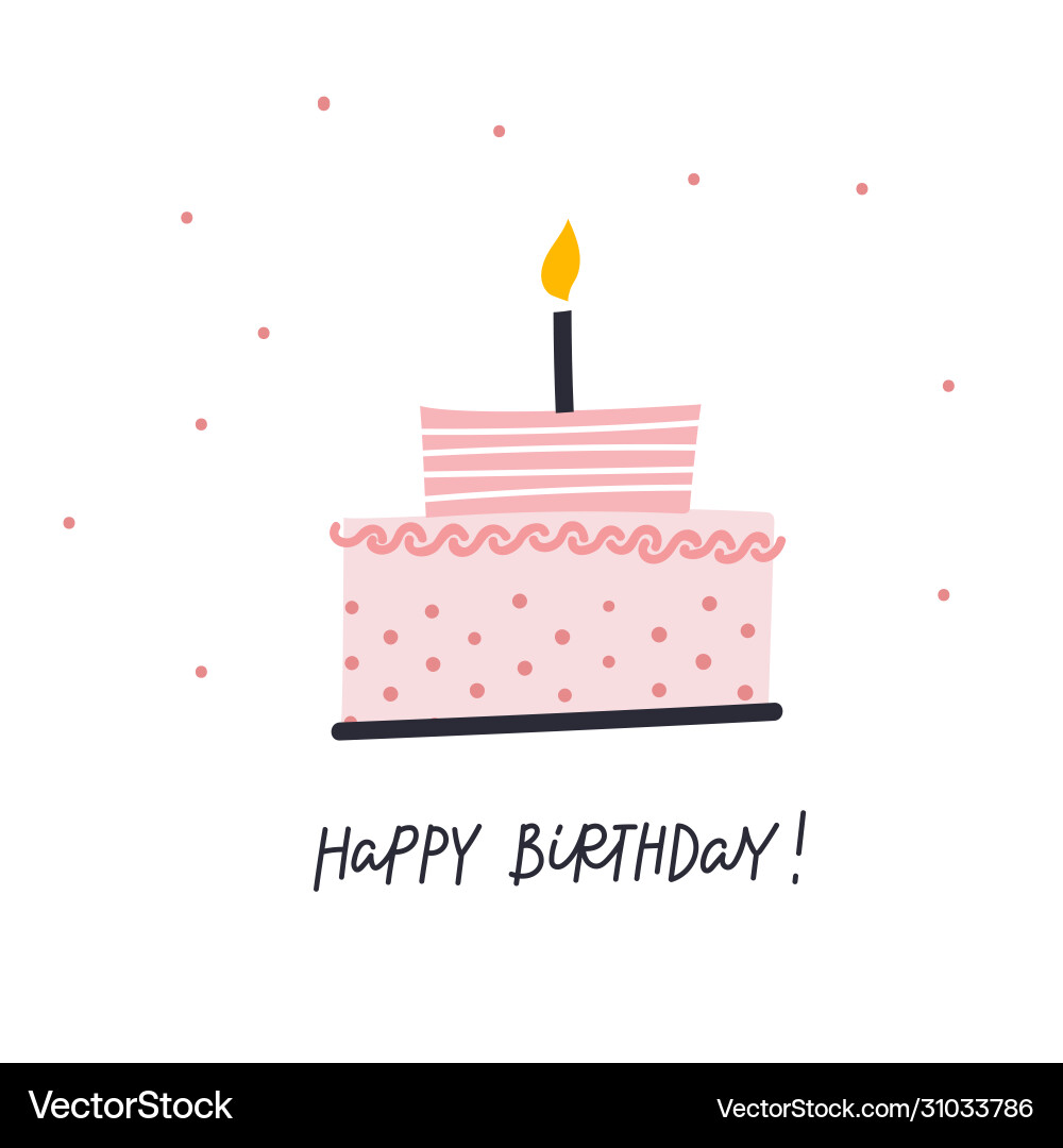 Happy birthday cake lettering card Royalty Free Vector Image
