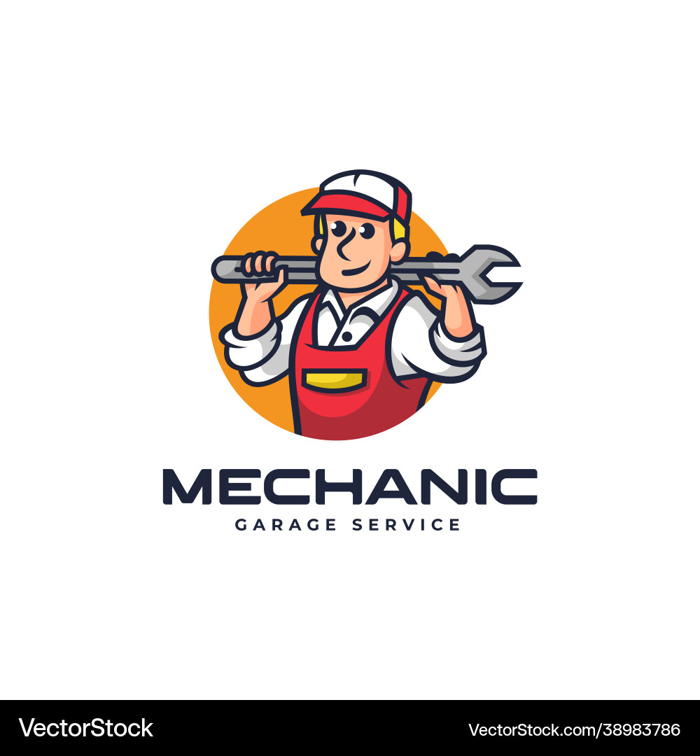 Logo mechanic mascot cartoon style Royalty Free Vector Image