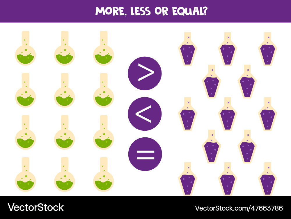 More less or equal with cute cartoon halloween Vector Image