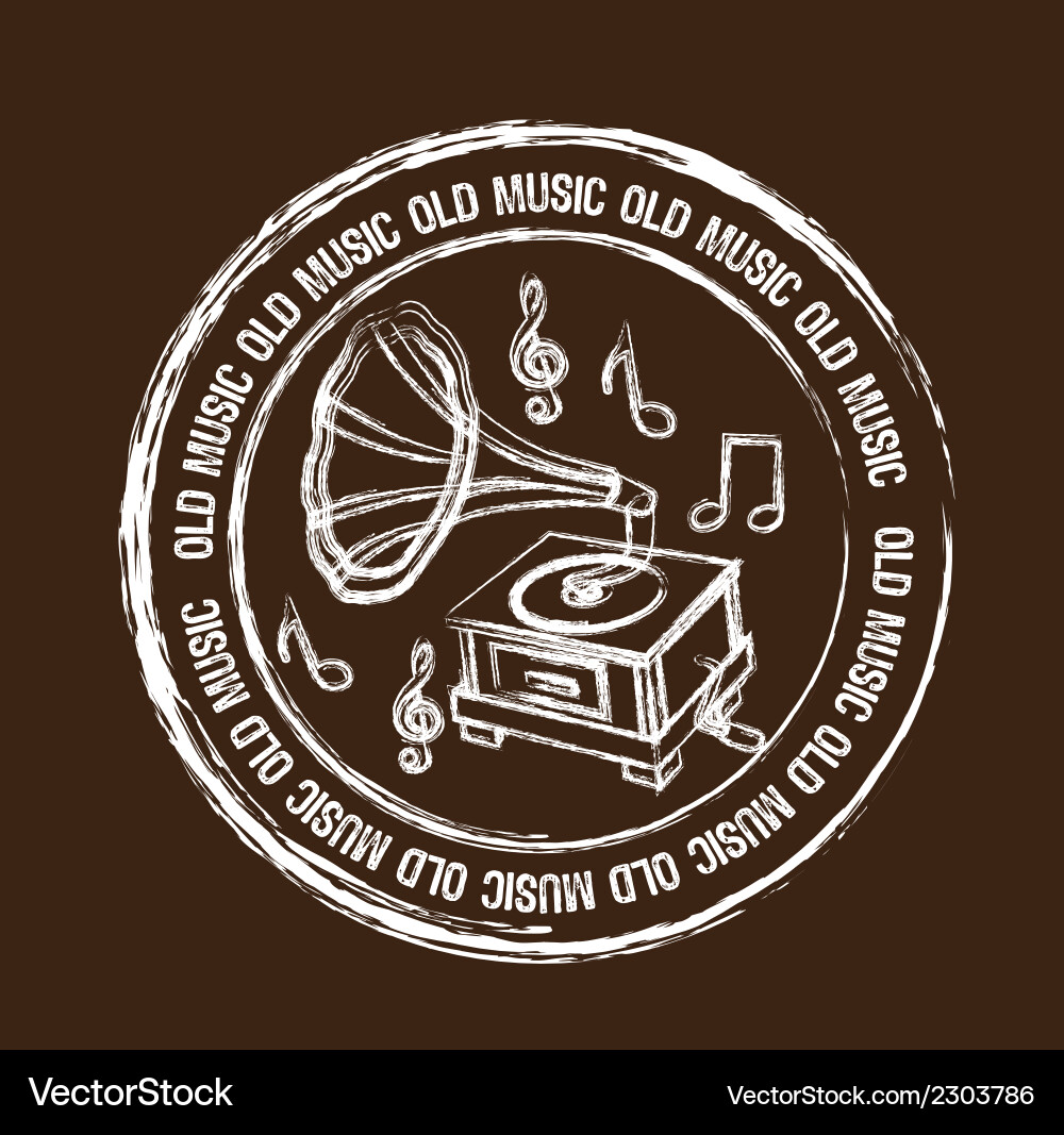 Old music stamp isolated over brown background Vector Image