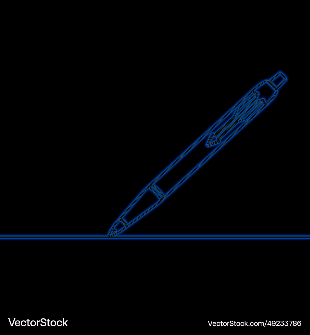 One continuous line pen writing thin stroke neon Vector Image