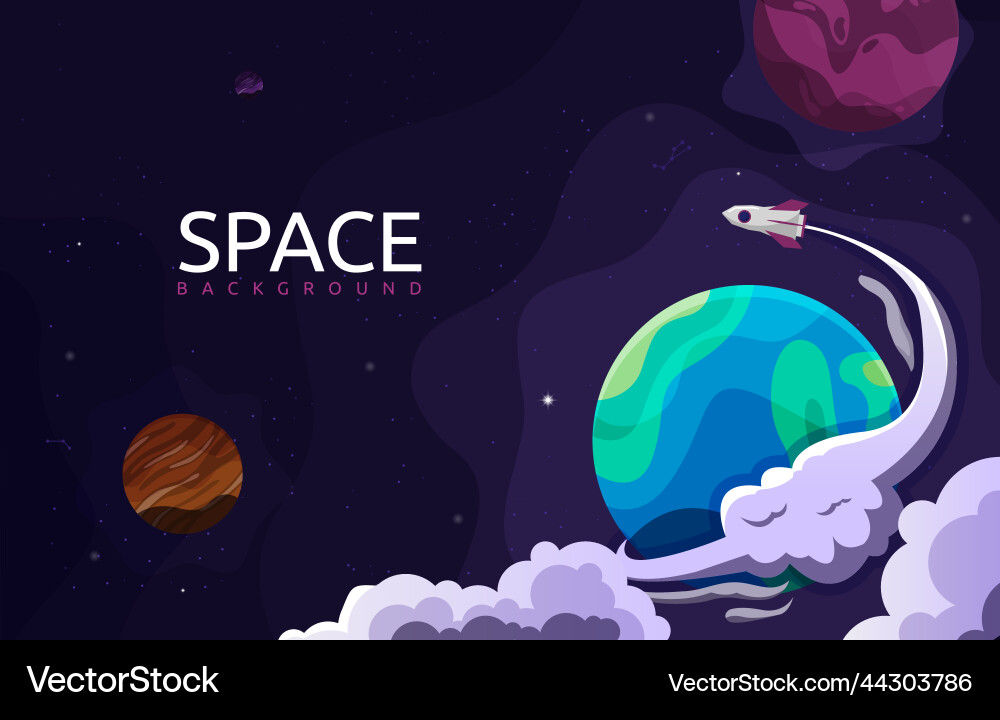 Rocket outer space craft planet stars adventure Vector Image
