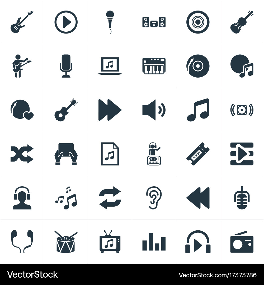 Set of simple melody icons Royalty Free Vector Image