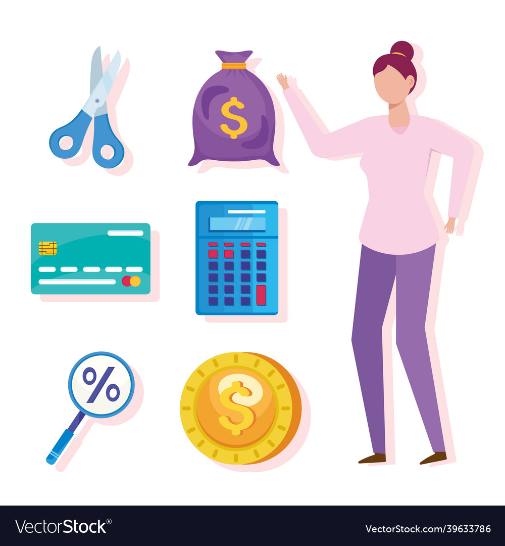 Seven financial management icons Royalty Free Vector Image