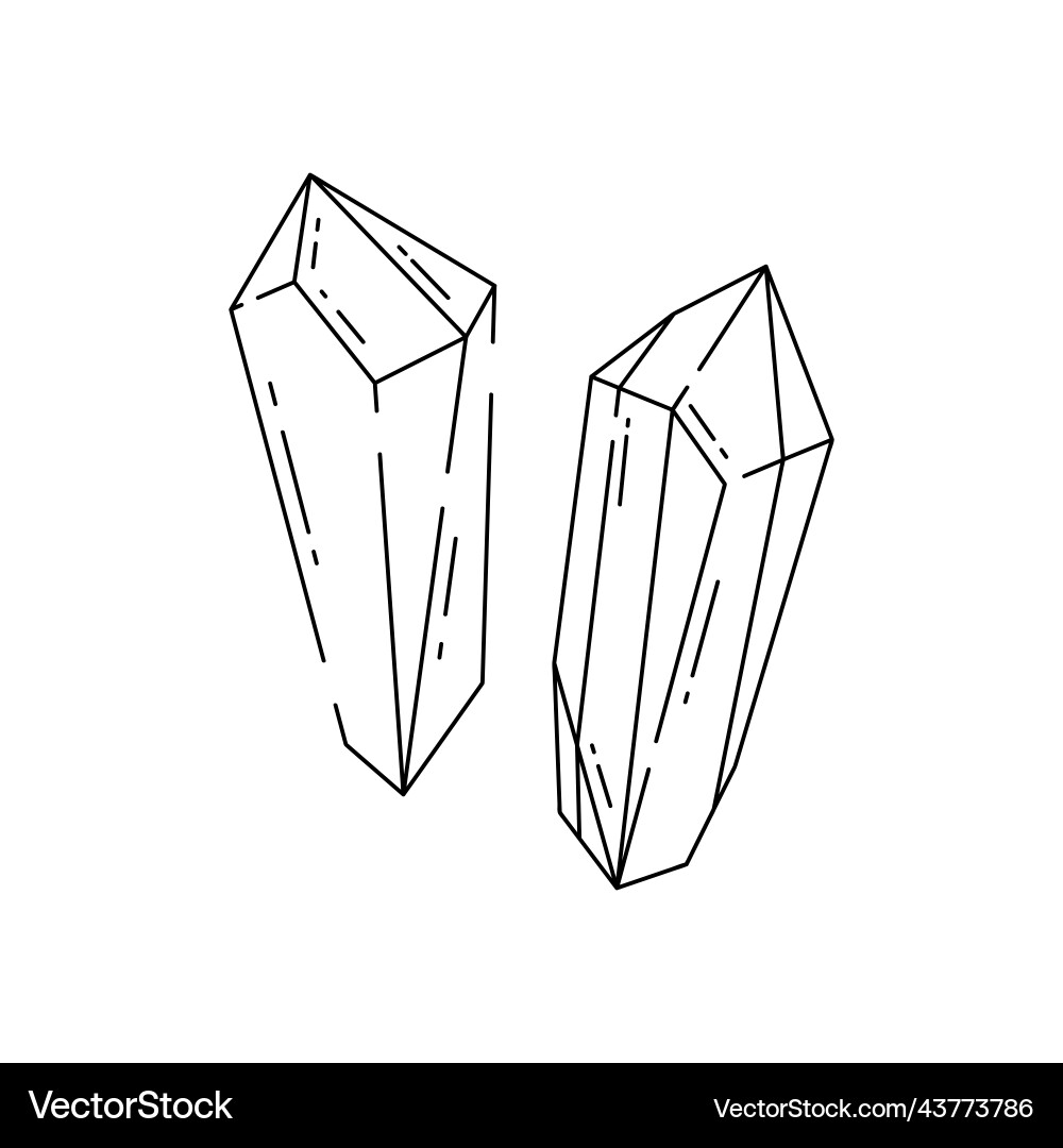 White outline crystal shapes line art Royalty Free Vector