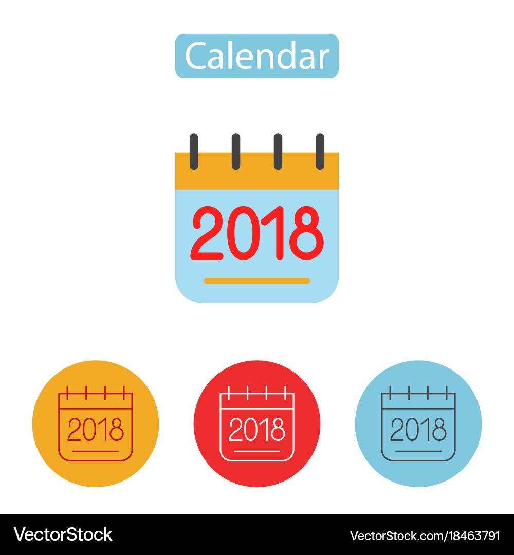 Calendar icon 2018 new year 2018 Royalty Free Vector Image