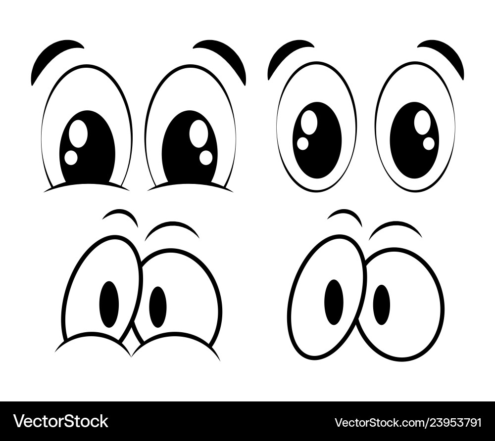 Cartoon eyes set for comic book design isolated Vector Image