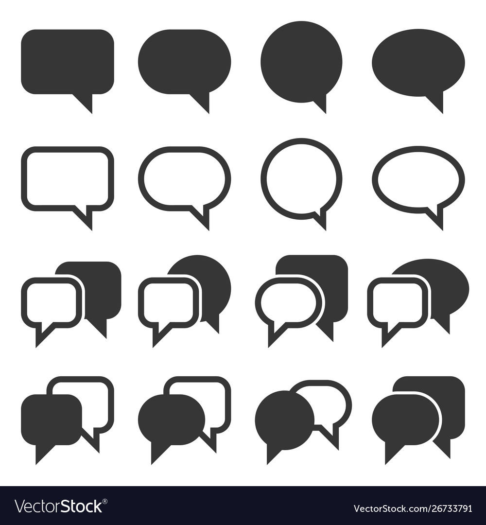 Chat and speech bubble icons set on white Vector Image