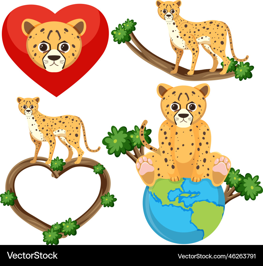 Cheetah icons set for graphic design Royalty Free Vector