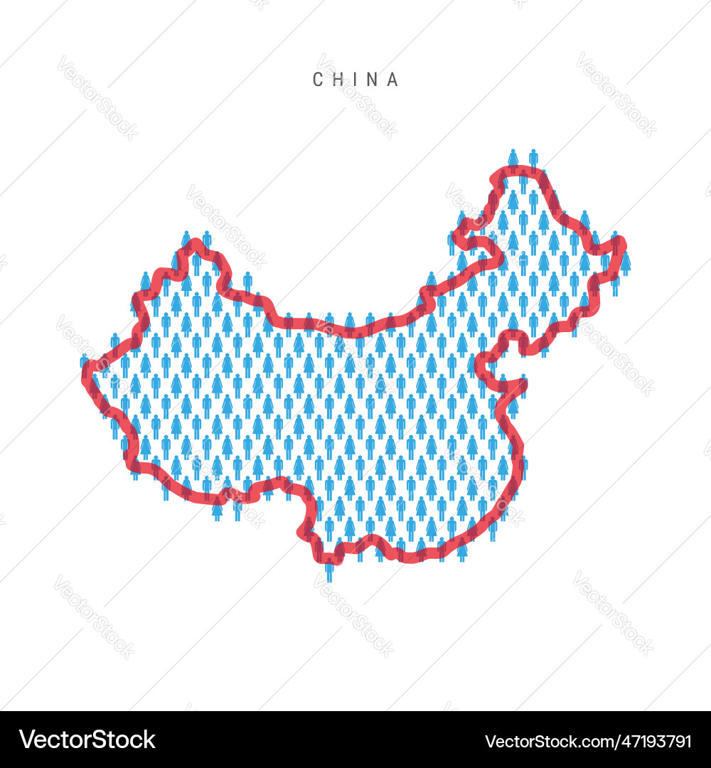 China population map stick figures chinese people Vector Image