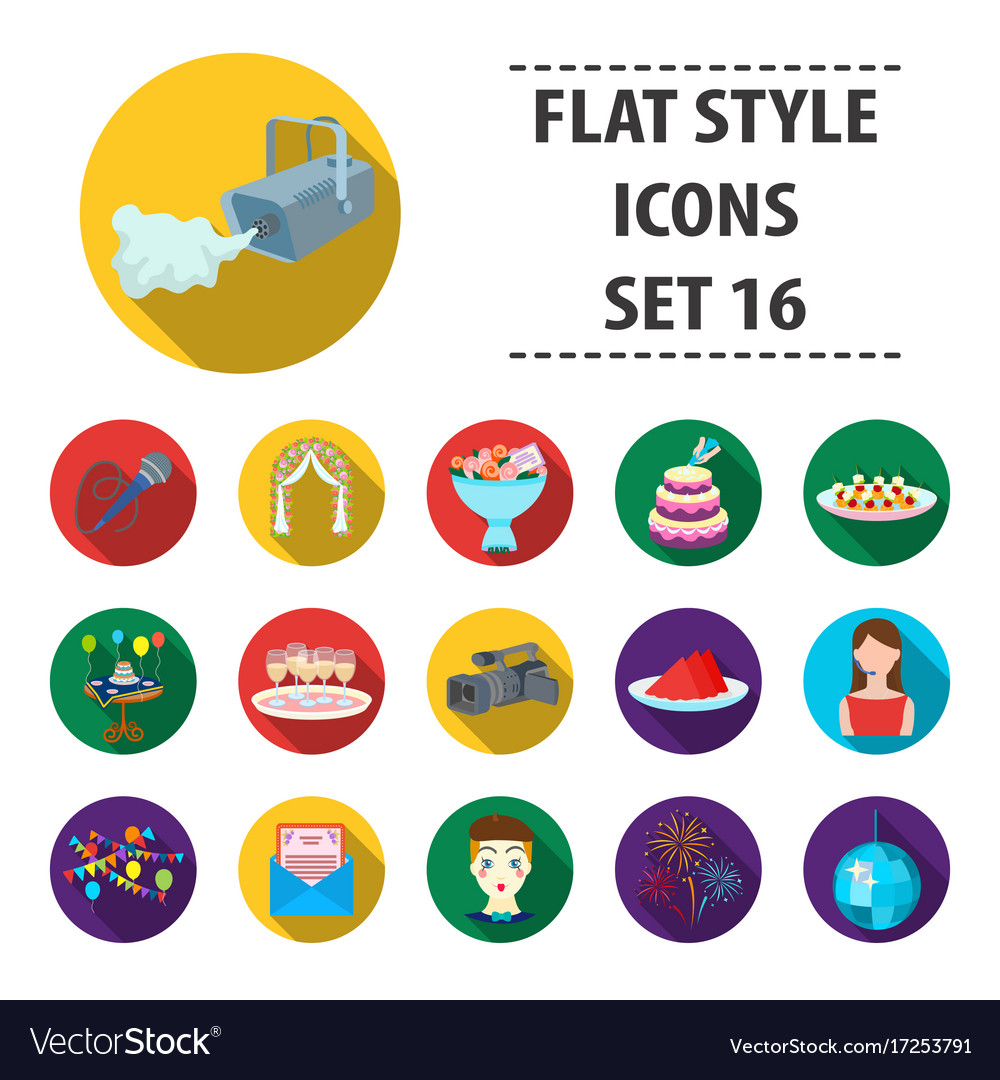 Event service set icons in flat style big Vector Image