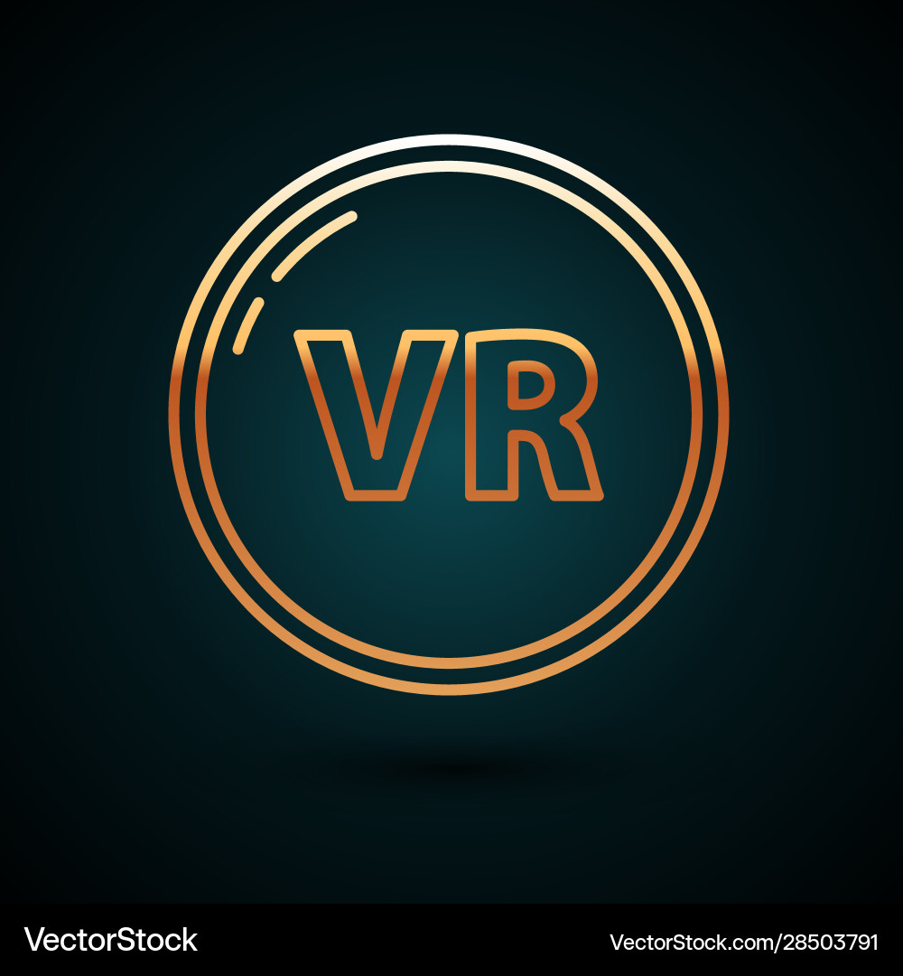 Gold line virtual reality icon isolated on dark Vector Image