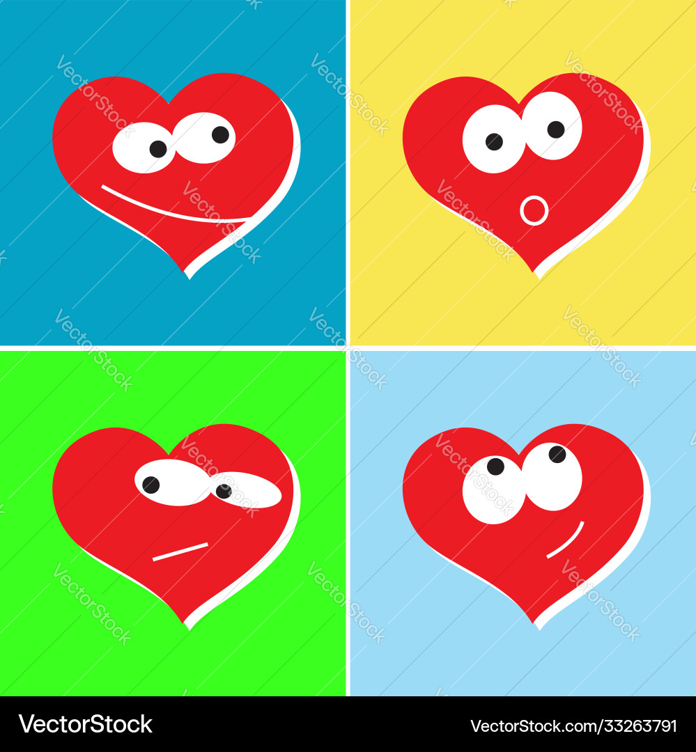 Human heart in different emotions set icons Vector Image