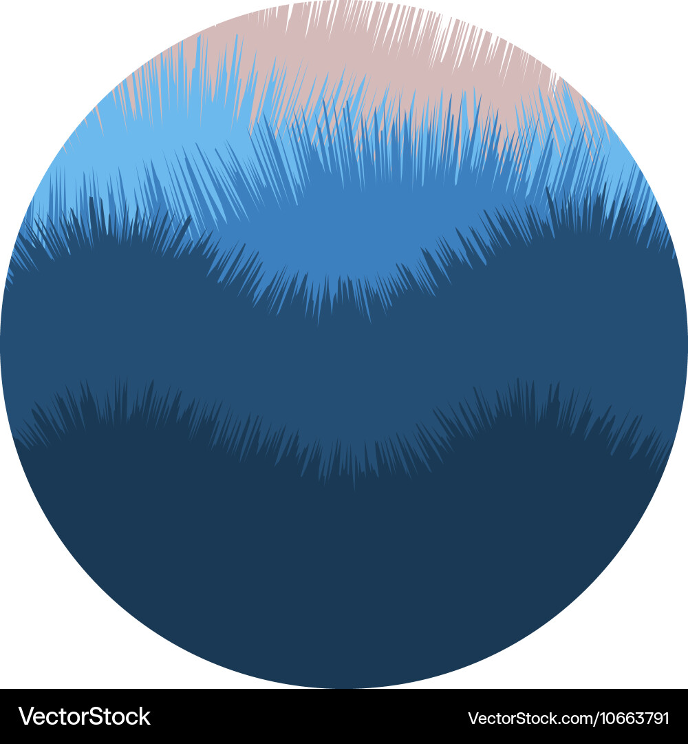 Isolated abstract blue color round shape mountains