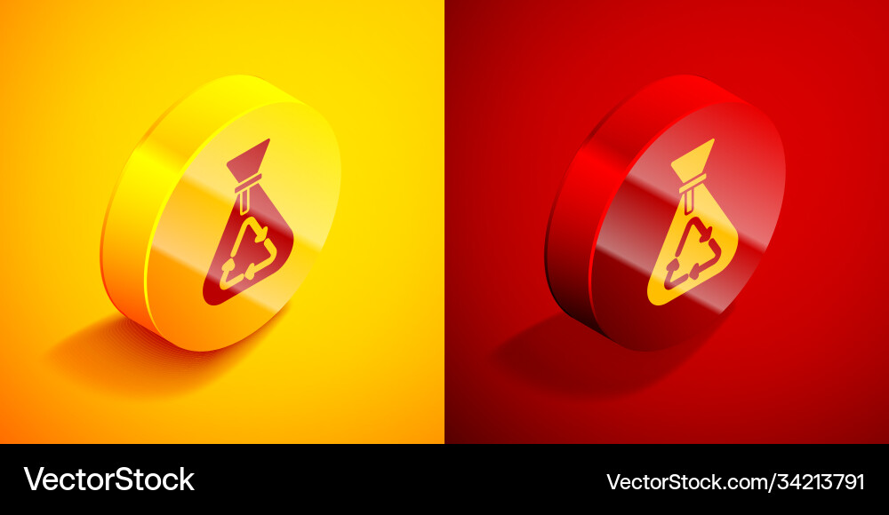 Isometric garbage bag with recycle symbol icon Vector Image