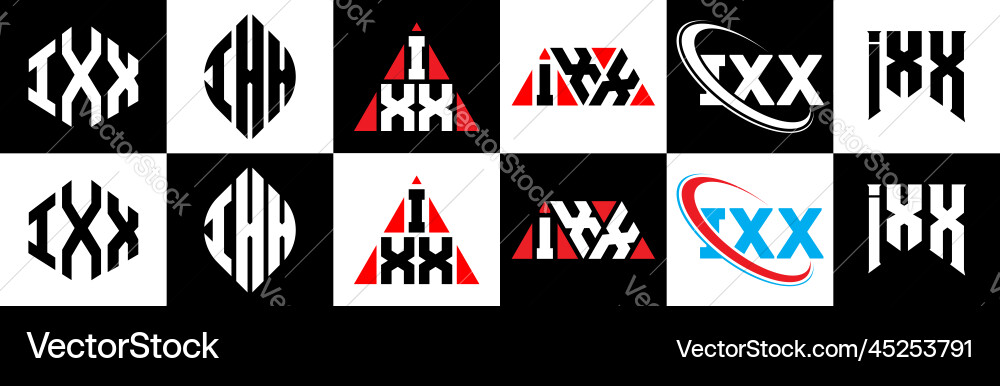 Ixx letter logo design in six style polygon Vector Image