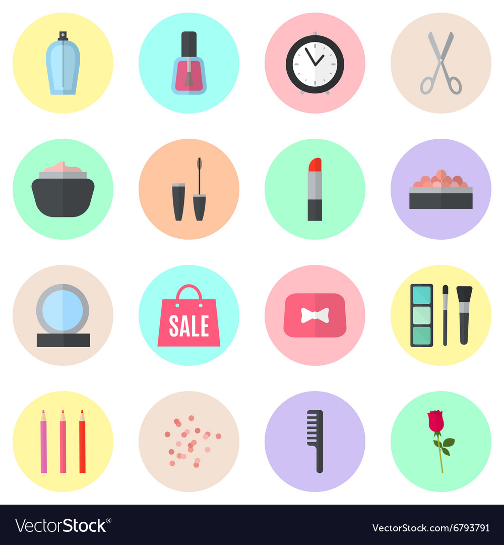 Make up flat icons Royalty Free Vector Image - VectorStock