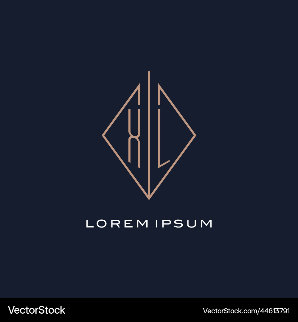 Monogram xl logo with diamond rhombus style Vector Image
