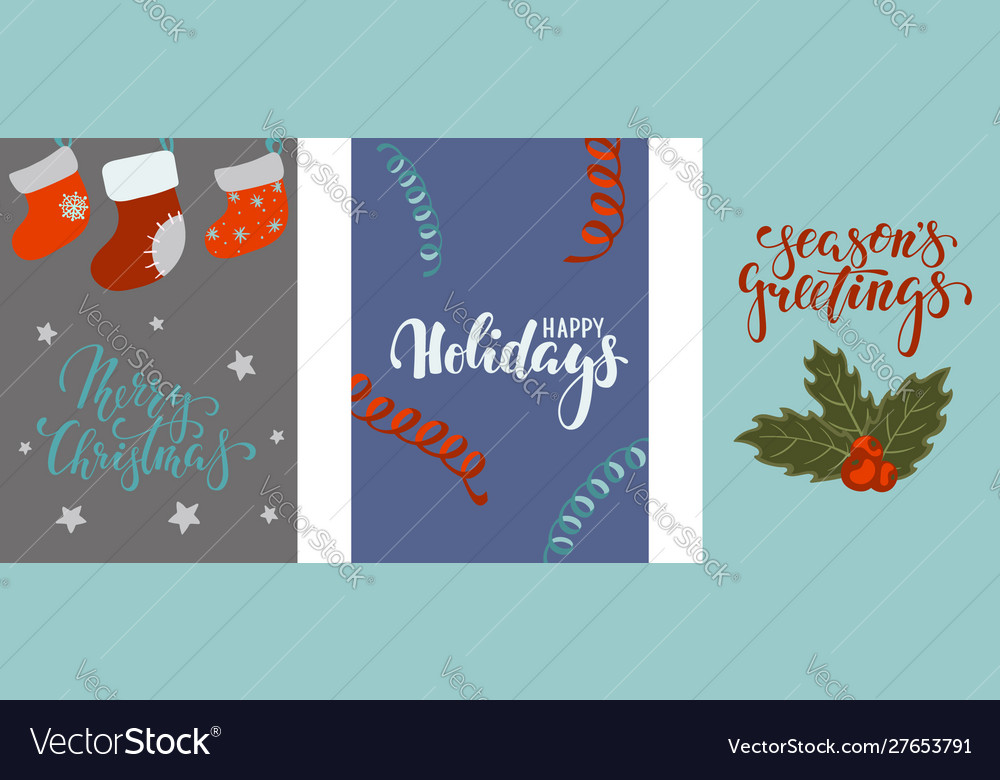 Set christmas and happy new year greeting cards Vector Image
