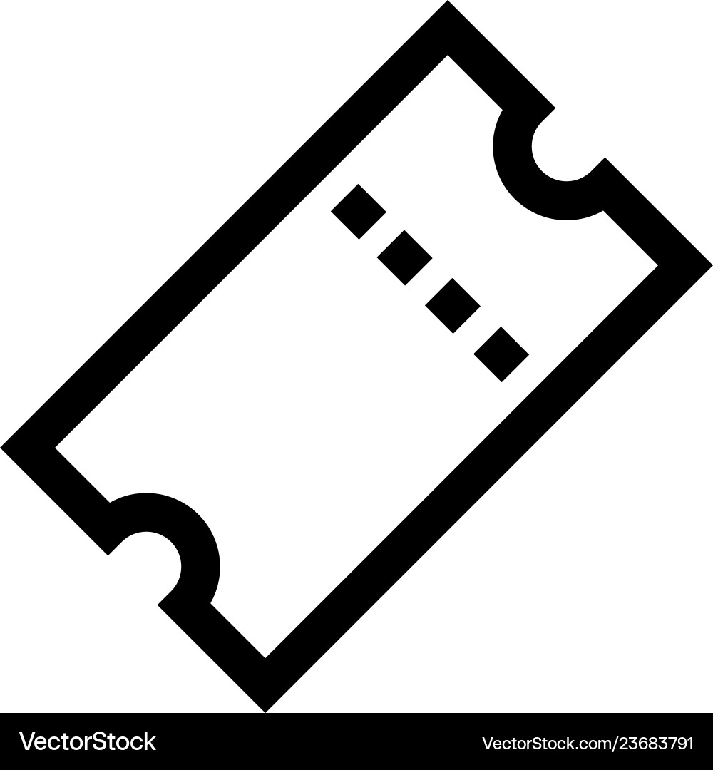 Ticket line art outline icon black Royalty Free Vector Image