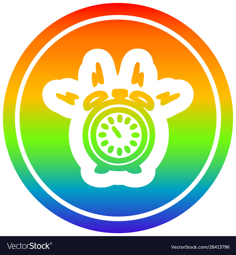 Alarm clock circular in rainbow spectrum Vector Image
