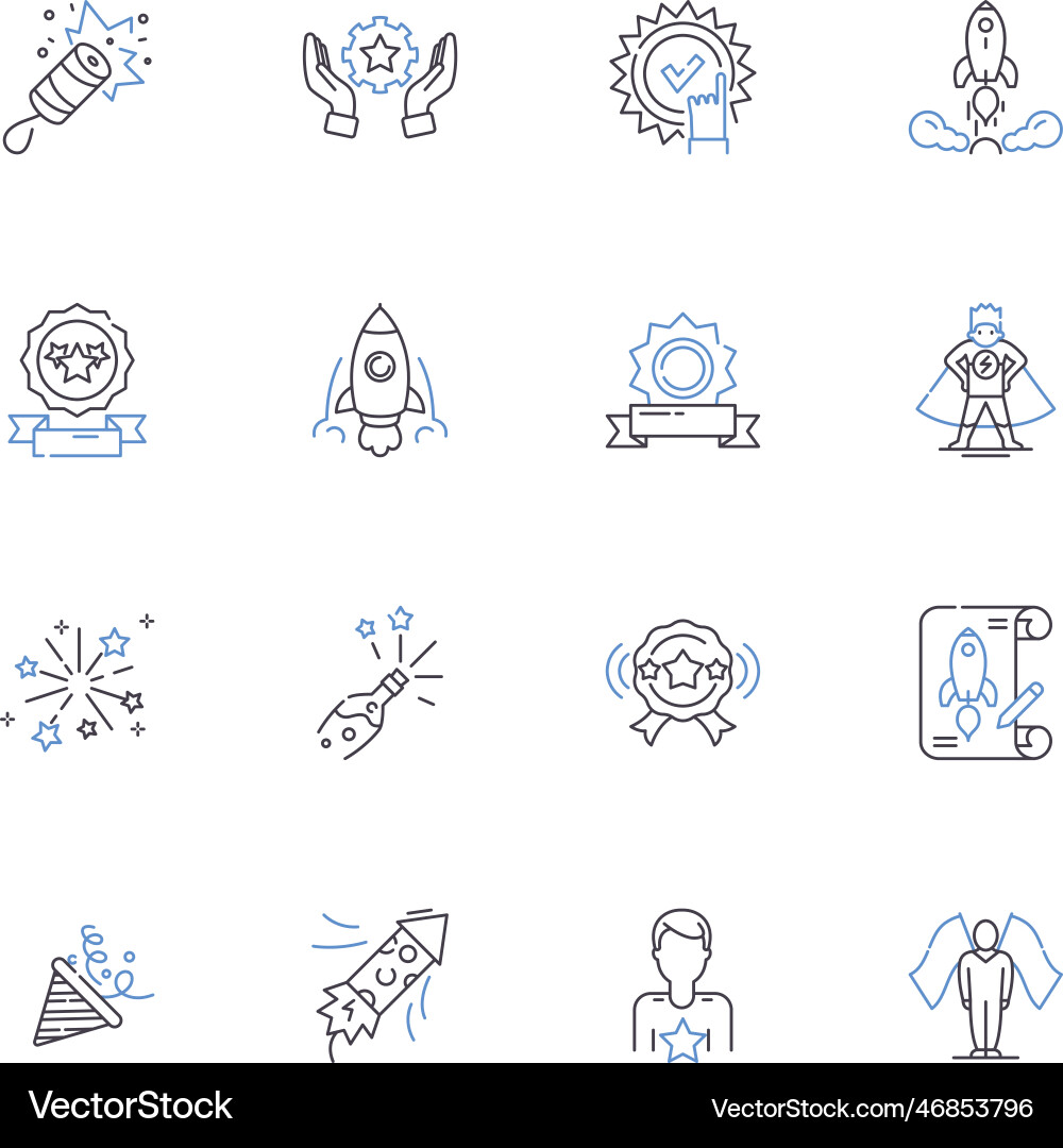 Benefit line icons collection advantage profit Vector Image