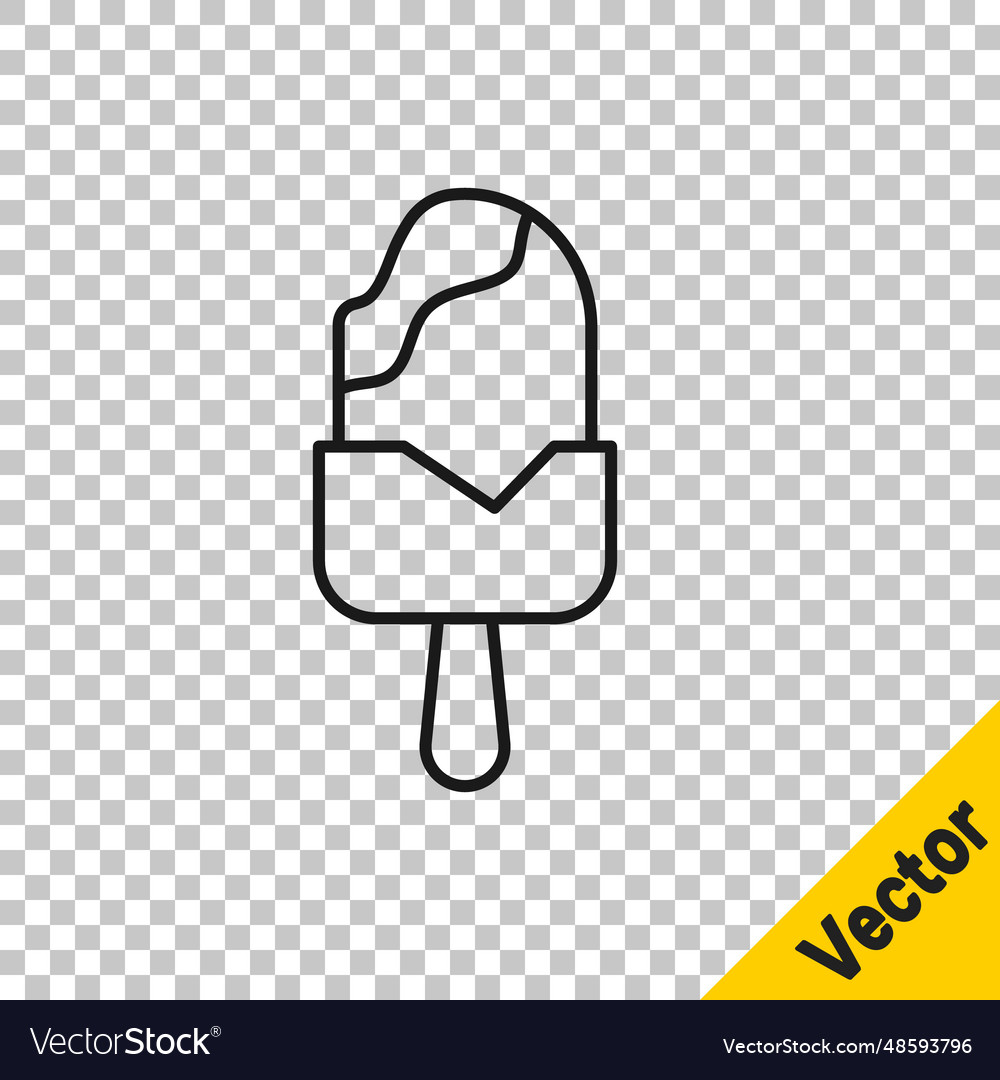 Black line ice cream icon isolated on transparent Vector Image