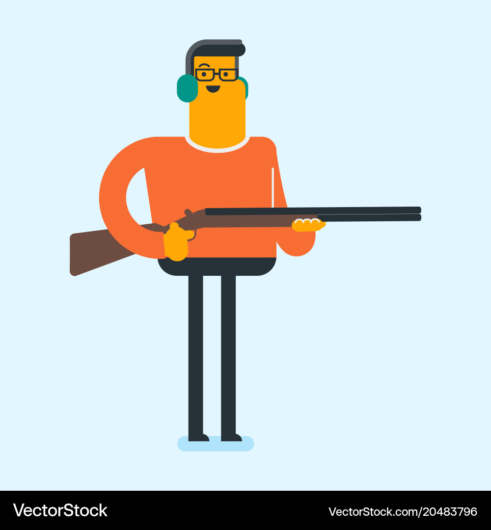 Caucasian white man aiming with a rifle gun Vector Image