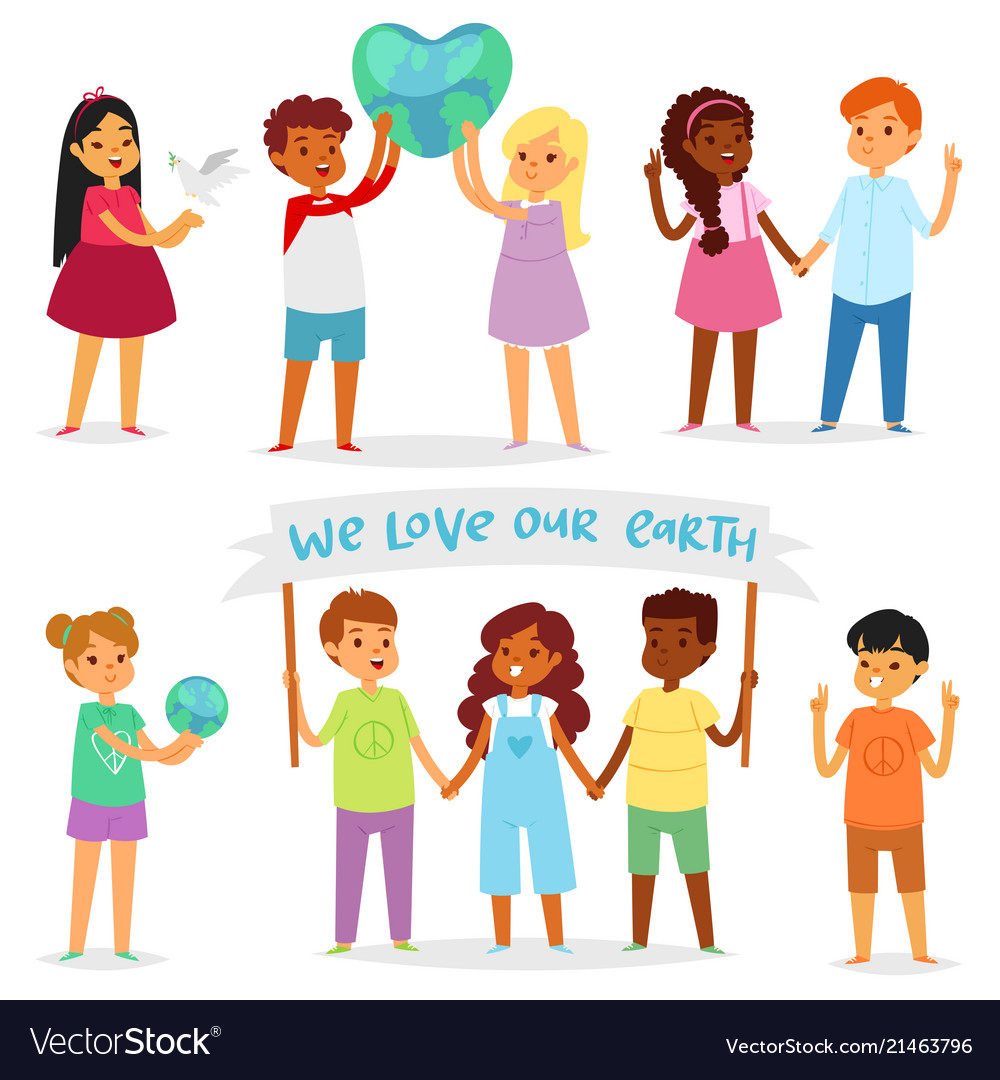 Children world happy kids in peace on Royalty Free Vector
