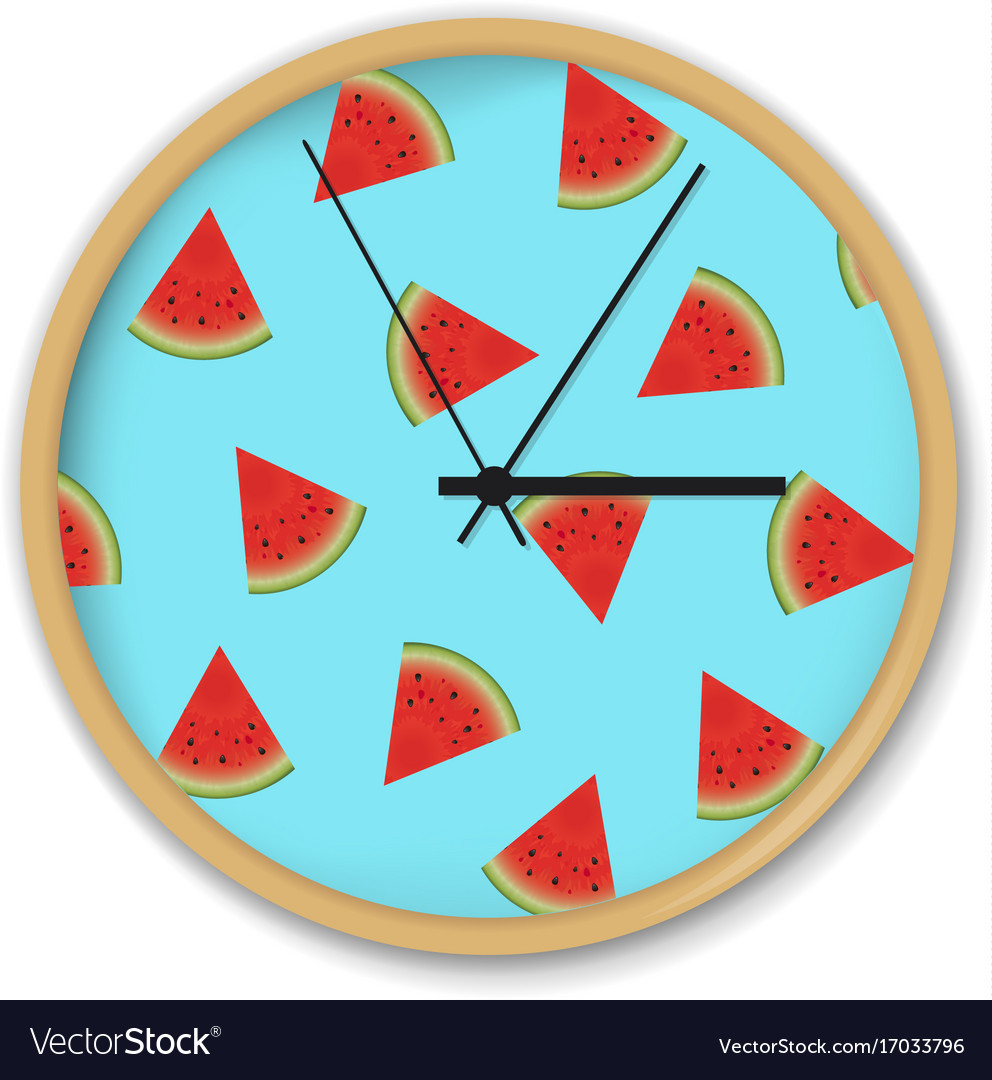 Clock with watermelon pattern Royalty Free Vector Image