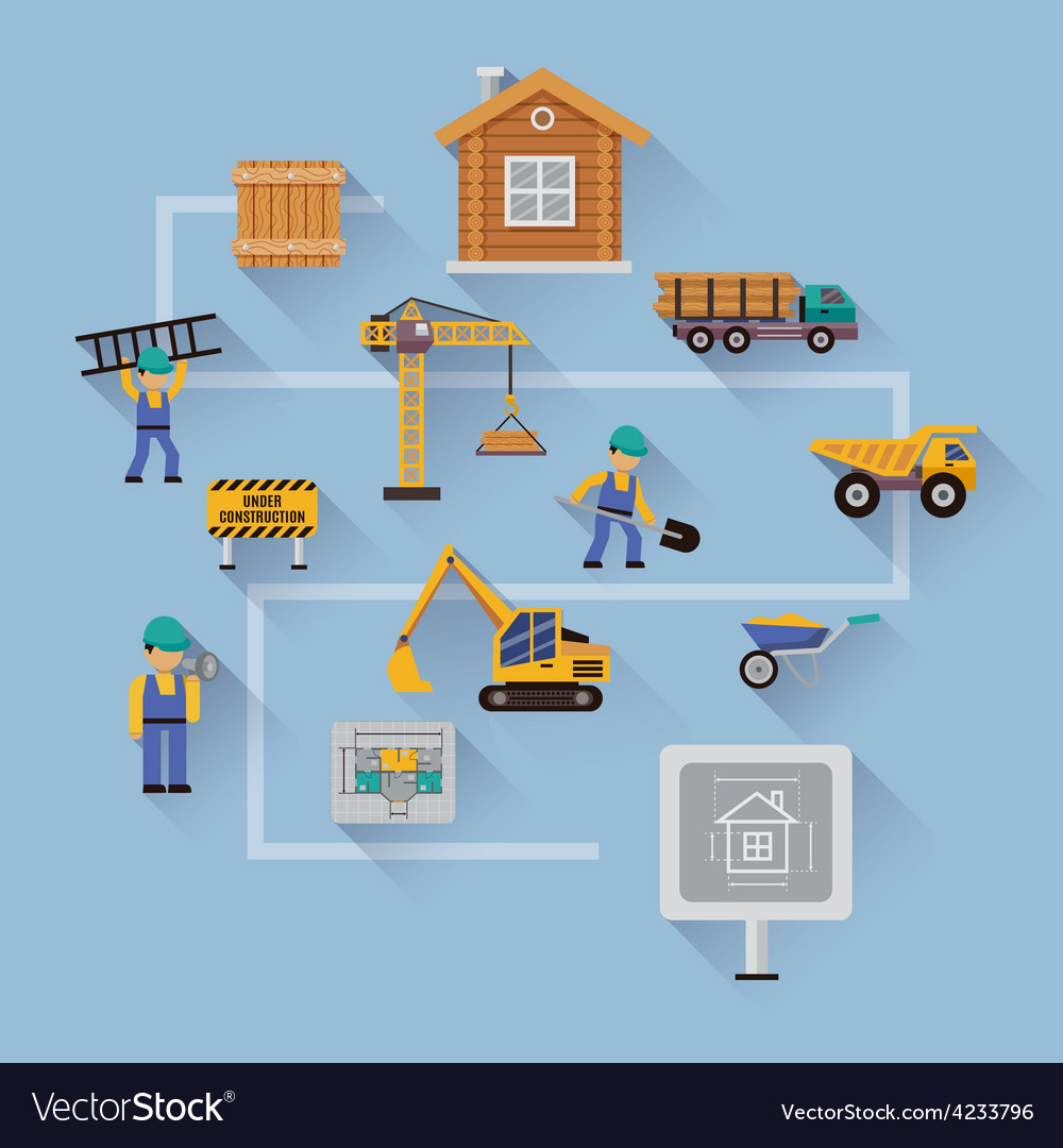 Construction design flat Royalty Free Vector Image
