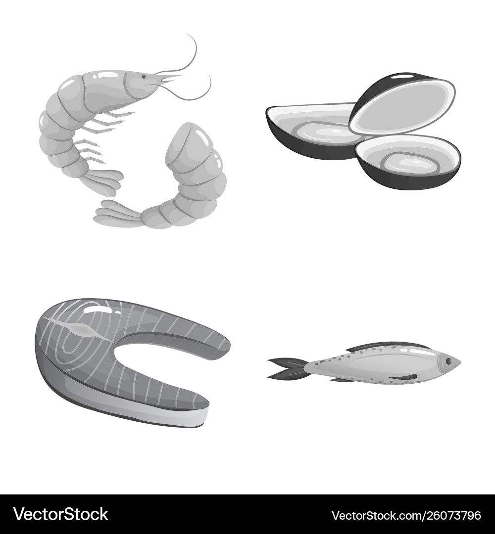 Design seafood and healthy icon set Royalty Free Vector