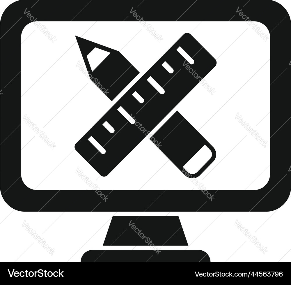 Draw monitor icon simple web ux Royalty Free Vector Image