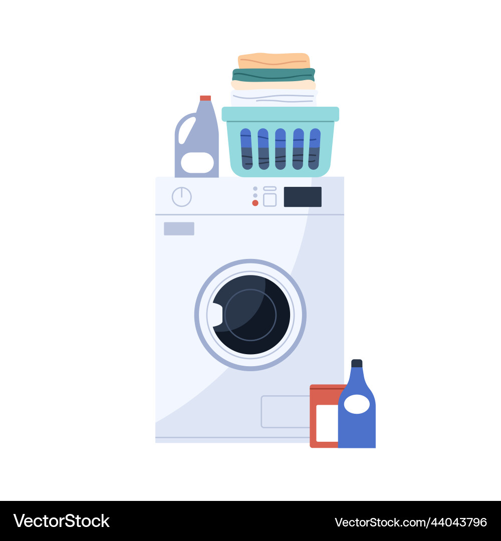 Electric washing machine detergents and laundry Vector Image