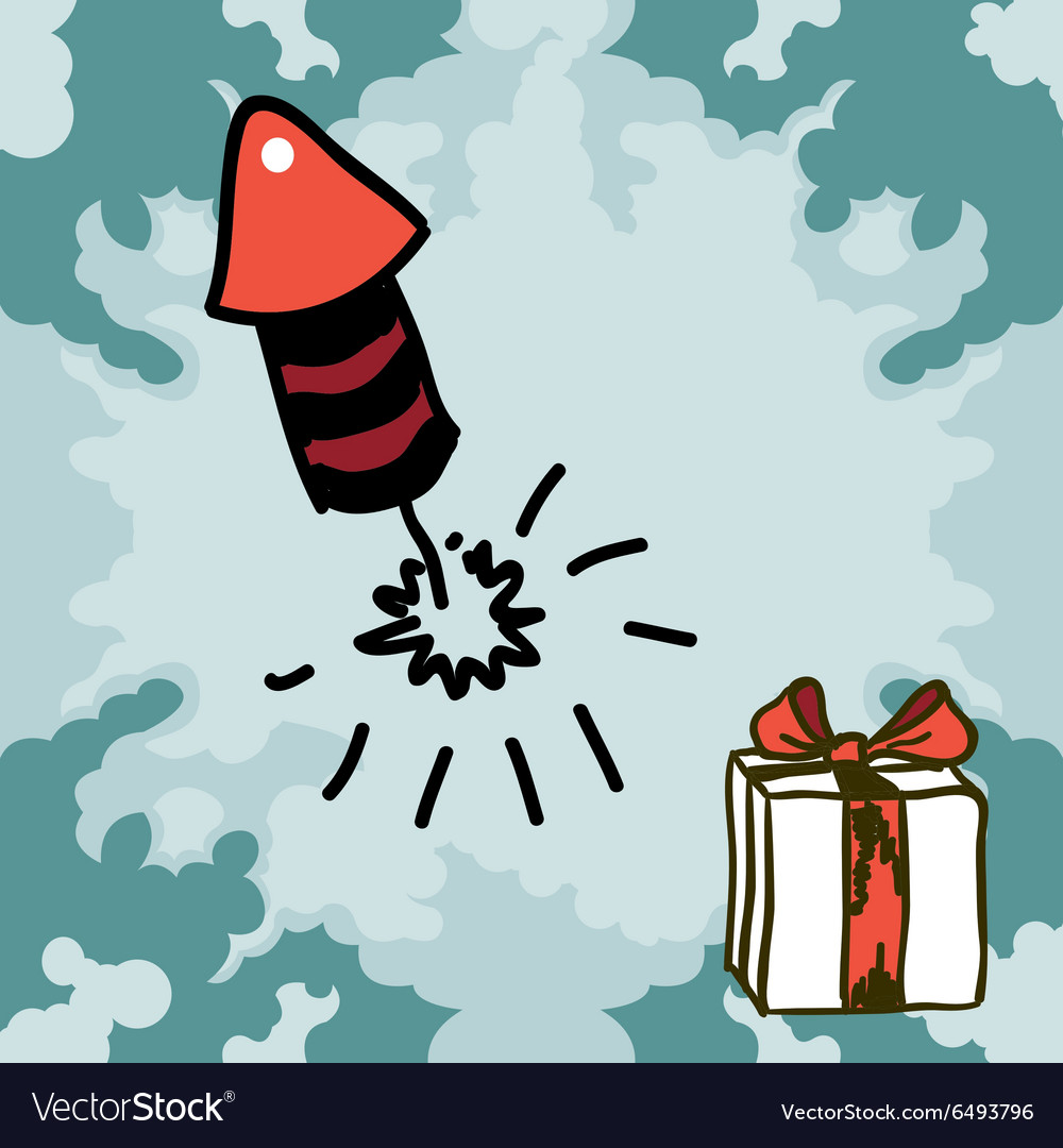 Firecracker rocket doodles Royalty Free Vector Image