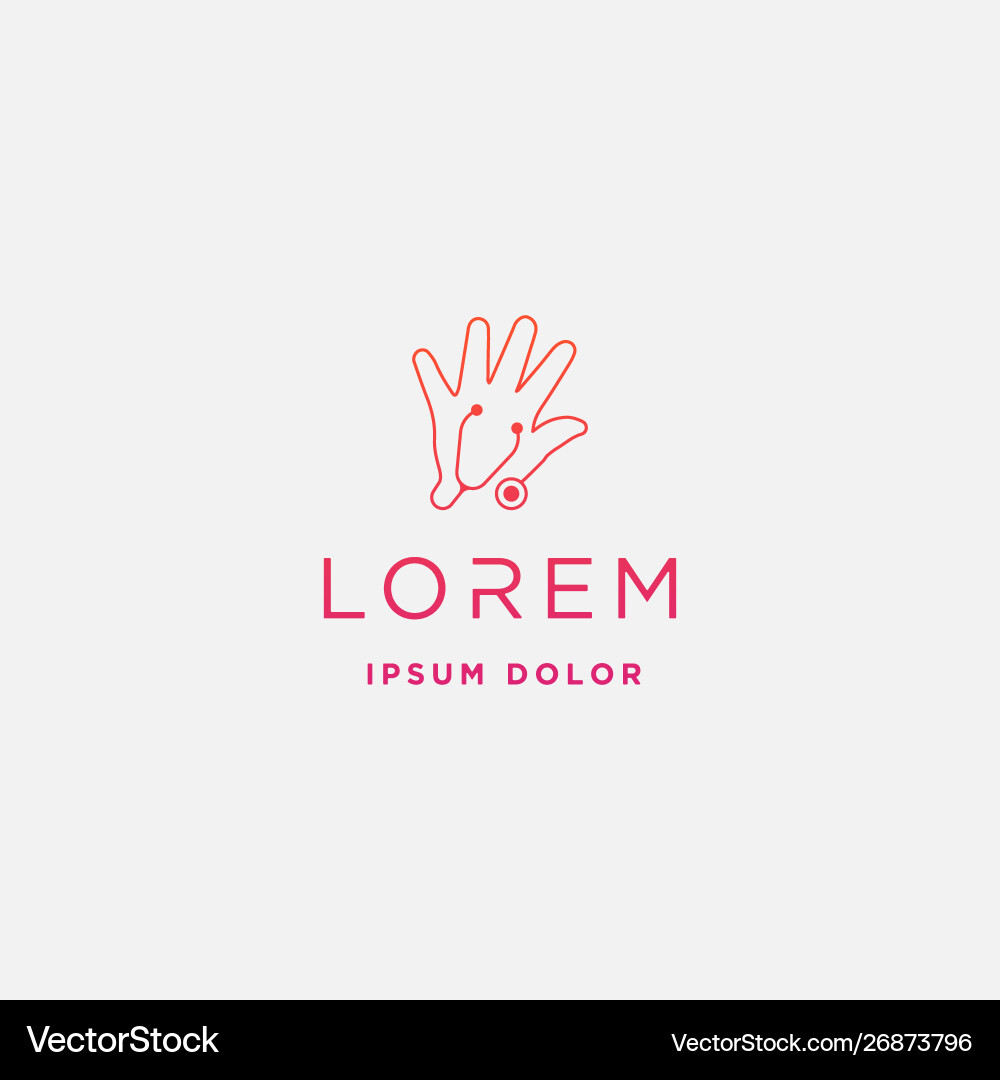 Hand medical logo design sign Royalty Free Vector Image