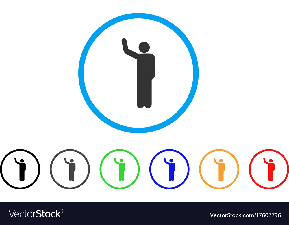 Hello pose rounded icon Royalty Free Vector Image