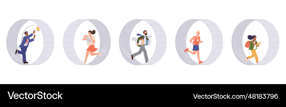 Isolated set of different people running fast Vector Image