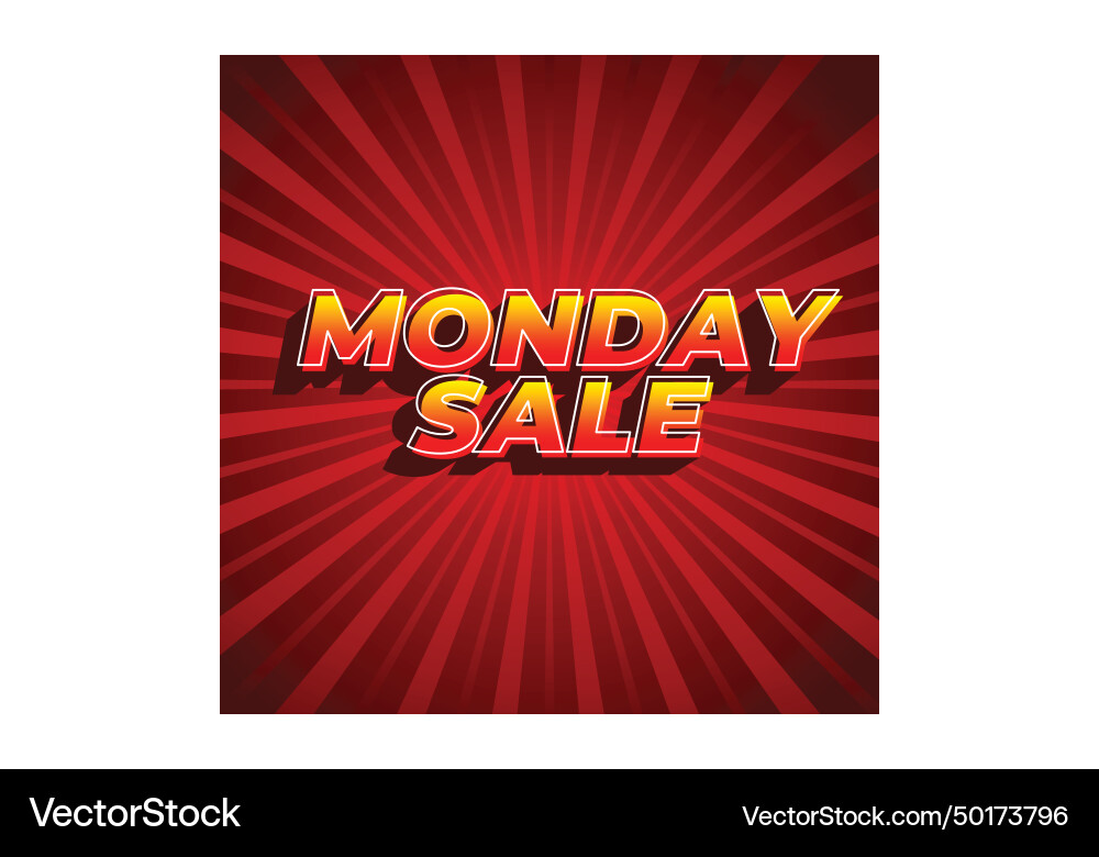 Monday sale text effect in 3d style with eye Vector Image