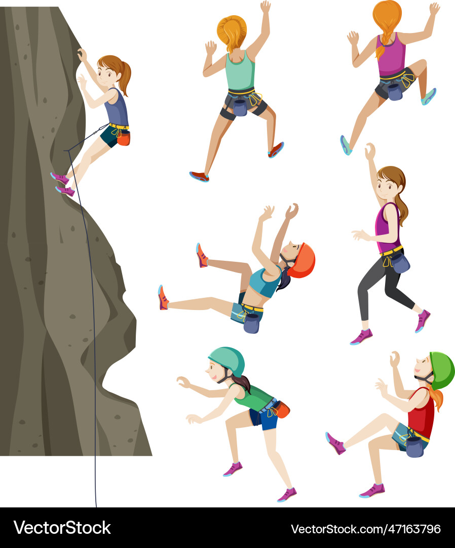 Rock climbing adventure set Royalty Free Vector Image