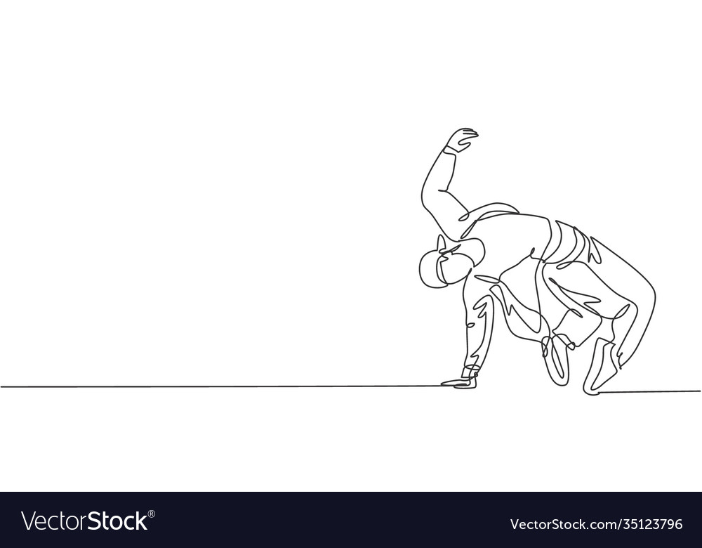 Single continuous line drawing young energetic Vector Image