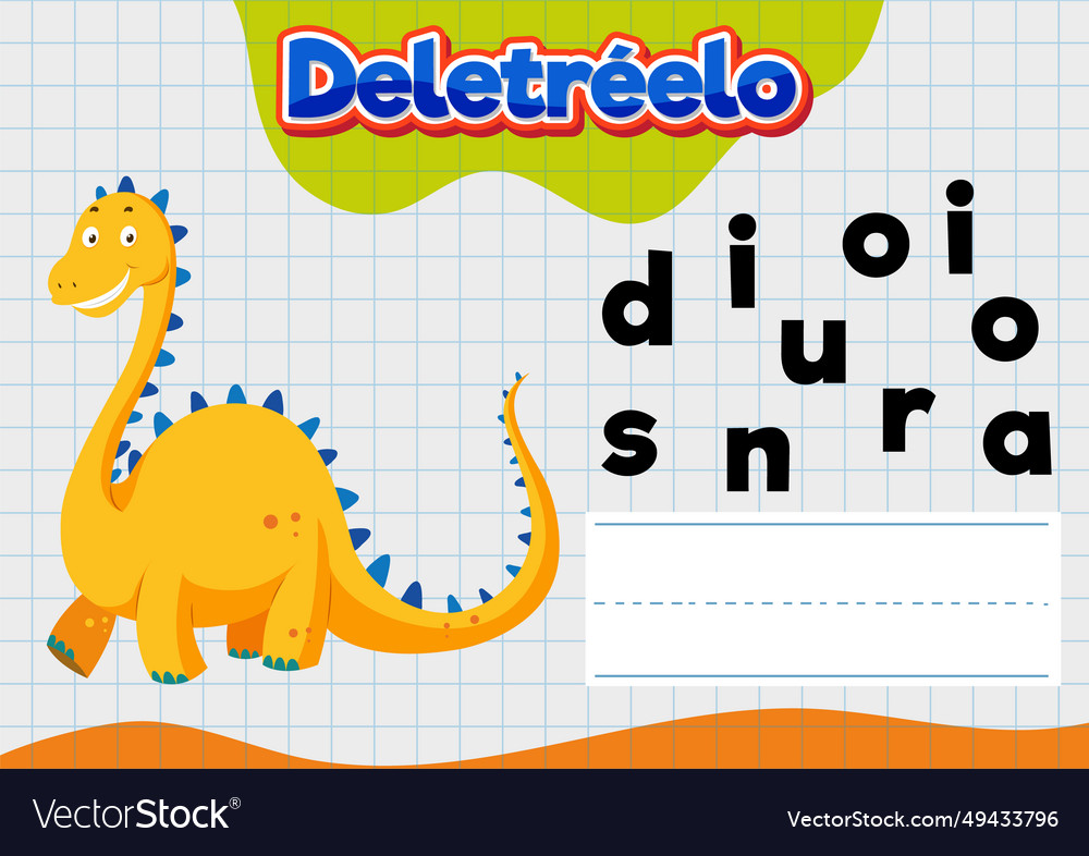 Spanish language dinosaur spelling worksheet Vector Image