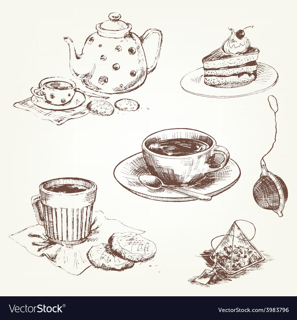 Tea set Royalty Free Vector Image - VectorStock