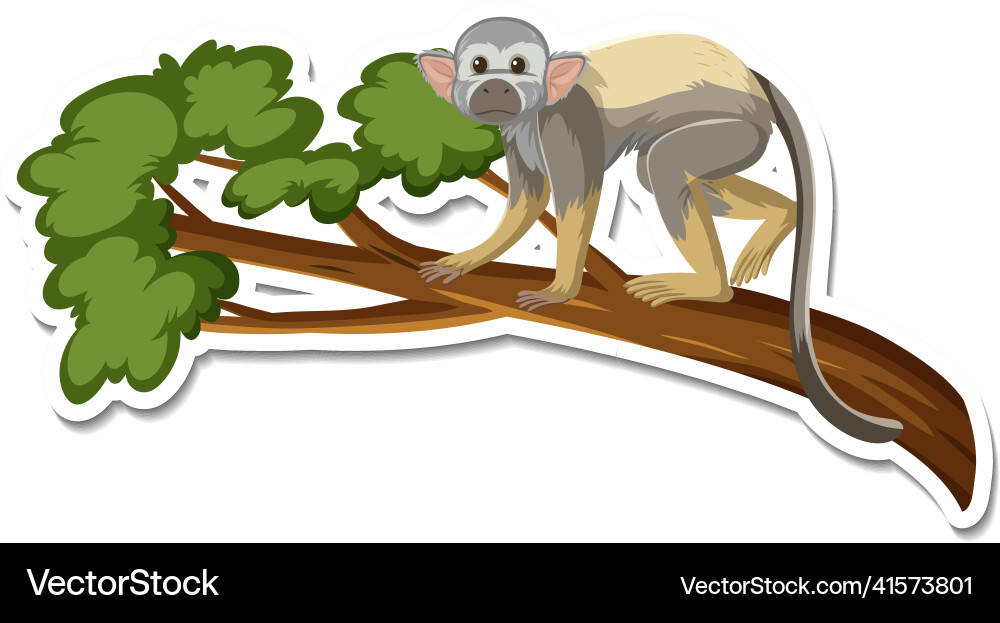 A sticker template of monkey cartoon character Vector Image