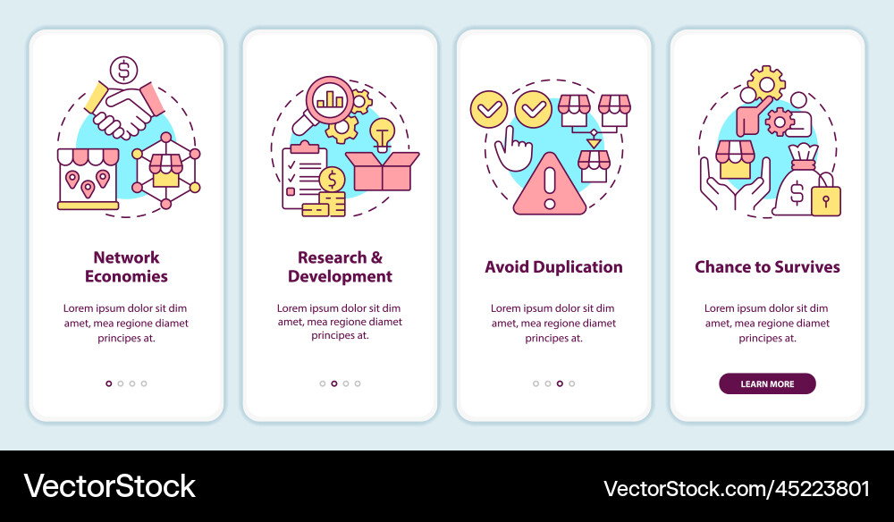 Advantages of mergers onboarding mobile app screen