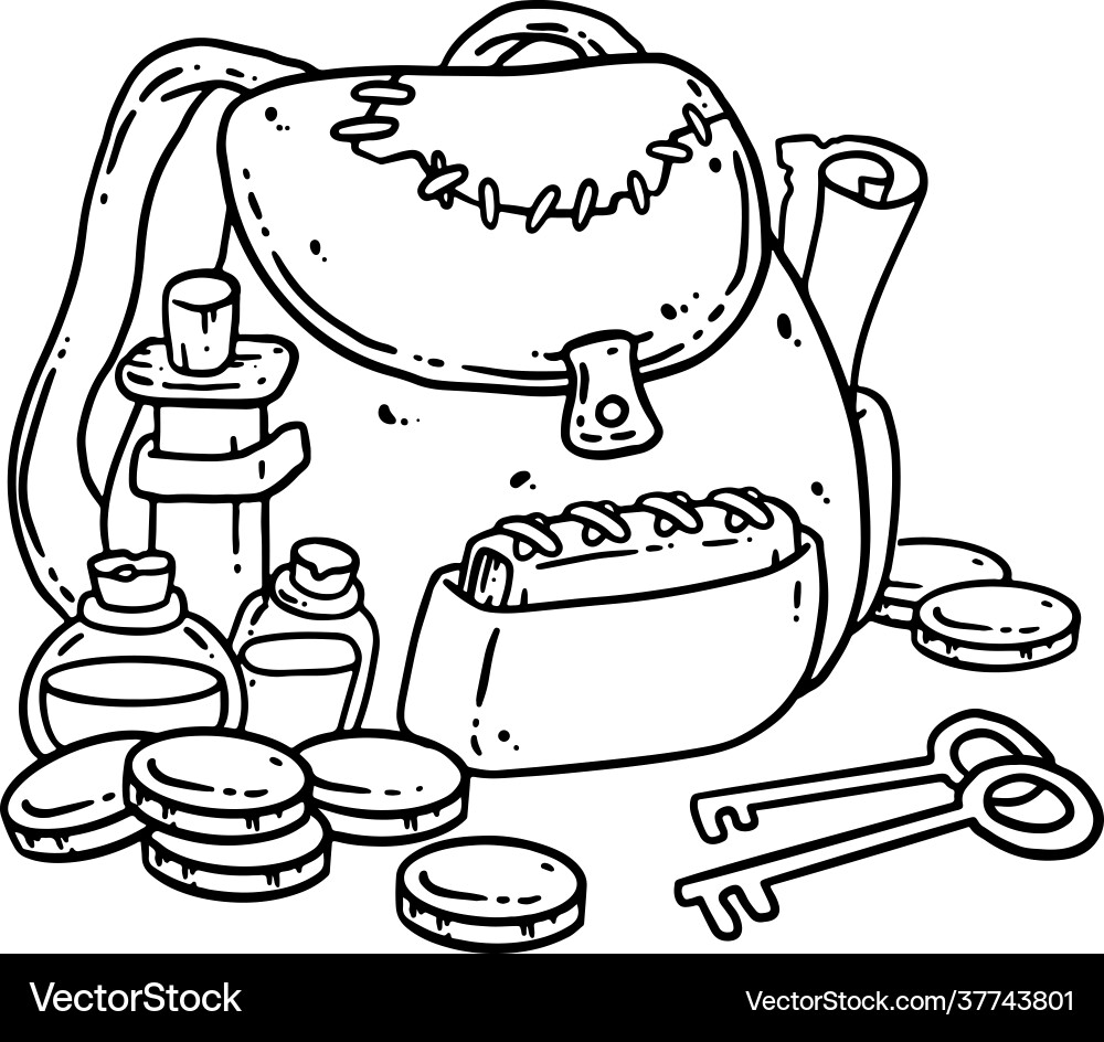Adventurer pack black outline image fantasy Vector Image