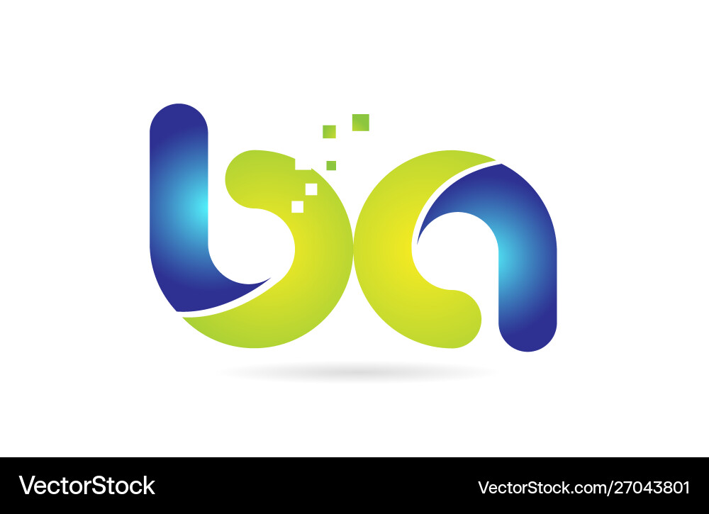 Ba b a blue green combination alphabet letter Vector Image