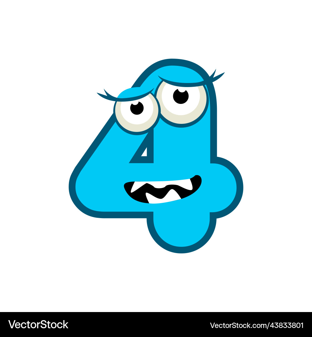 Cartoon character number four monster Royalty Free Vector