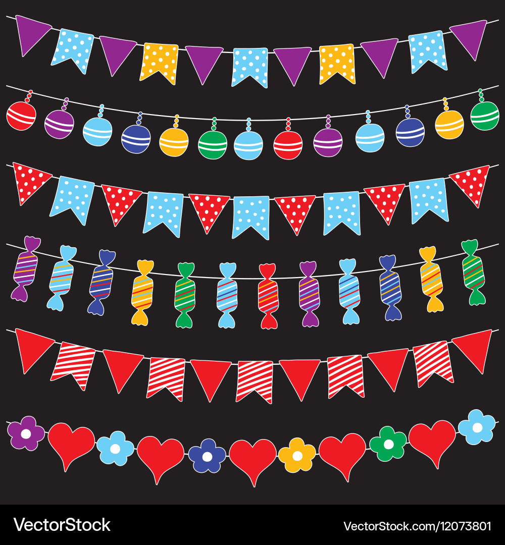 Colorful bunting flags and garlands Royalty Free Vector